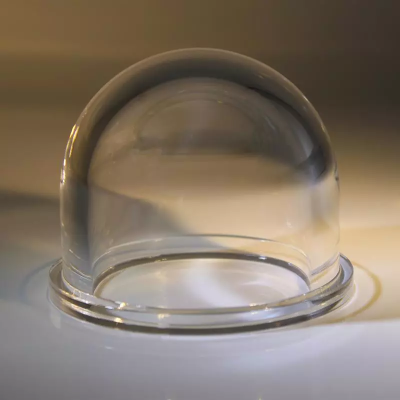 Quartz glass hyper hemispherical dome lens with flange - Home